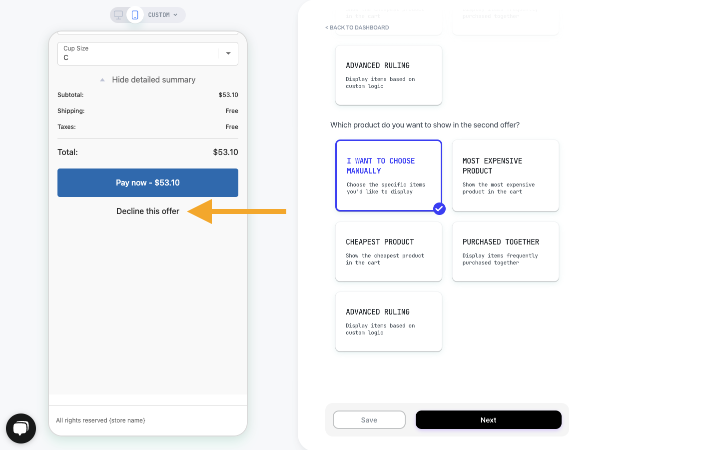 How to preview 2 Post-Purchase offers via the editor